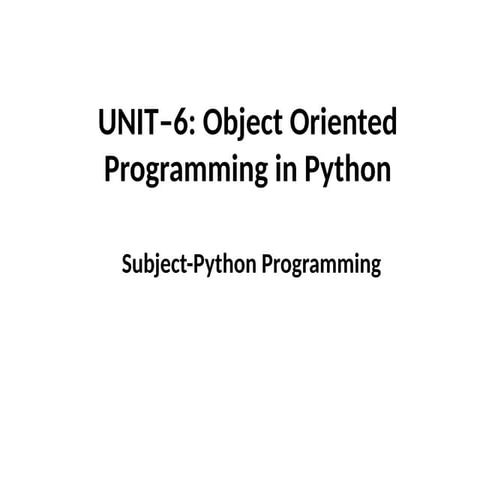 Basics of Object Oriented Programming in Python | PPTX