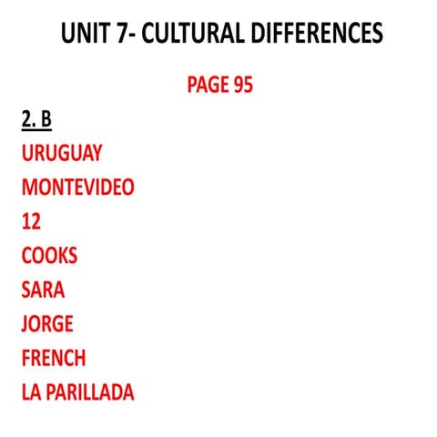 Unit 7 cultural differences- av1 | PPTX