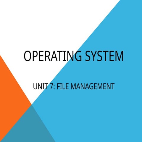 UNIT 7- File Management.pptx for operating systems | PPTX