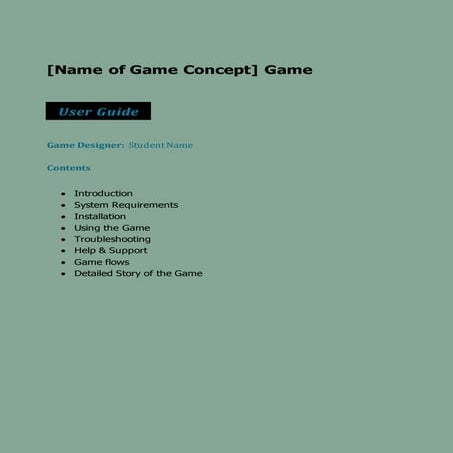 Unit 72 my computer game user guide | DOCX | Roleplaying Games | Games ...