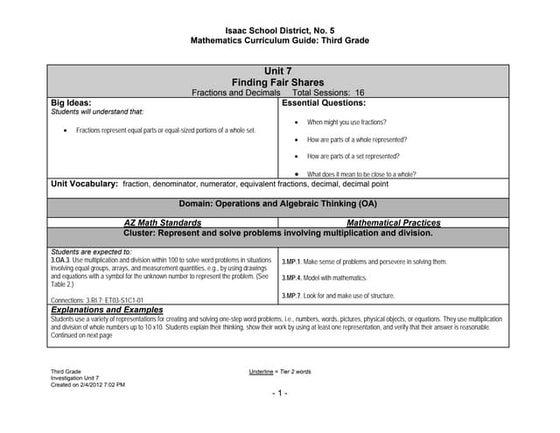 Unit 6 3rd grade cs 2012 2013 | PDF