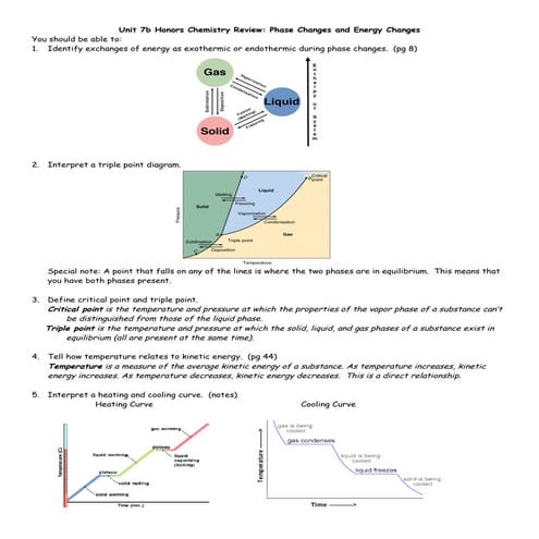 Unit 7b phase changes and energy changes | DOC | Chemistry | Science