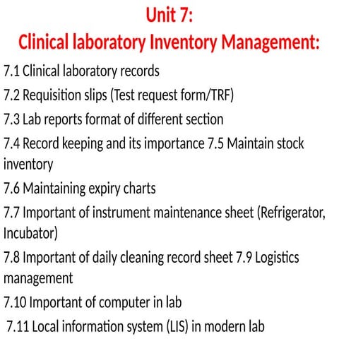 Clinical laboratory Inventory Management part 1st for medical ...