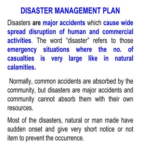 Unit7 disaster mgmt plan | PPT