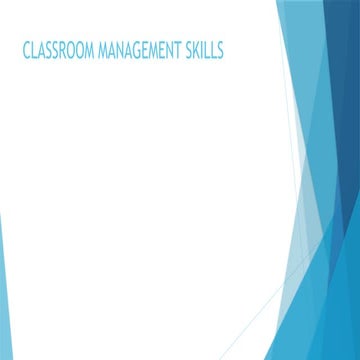 Classroom Management Skills at Elementary Level | PPTX