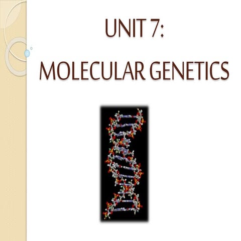 Unit 7 :Molecular Genetics | PPTX