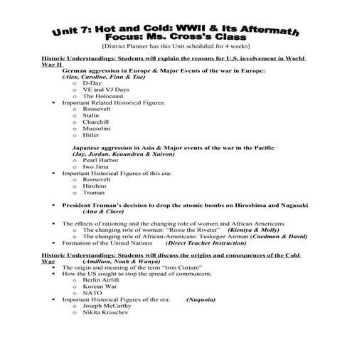 Unit 7 planner | DOC