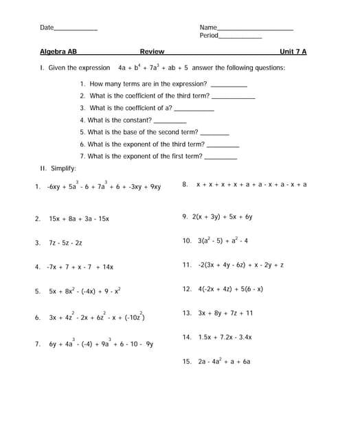 Algebra practice paper | PDF | Physics | Science