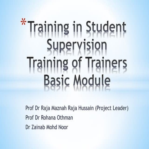 Unit 7 training in student supervision rm 121205 | PPTX