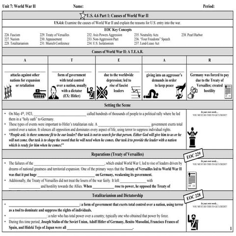 Unit 7: World War II [Guided Notes] | PPTX
