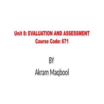 Evaluation And Assessment For Education Pptx