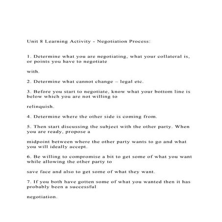 Unit 8 Learning Activity - Negotiation Process 1. Dete.docx