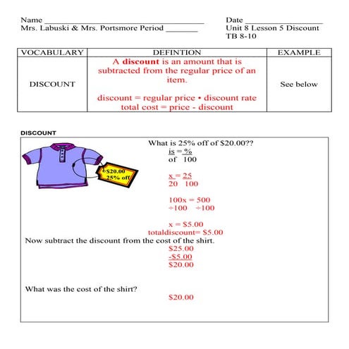 Unit 8 lesson 5 discount | DOCX