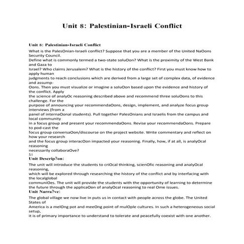 Unit 8 palestinian israeli conflict | PDF