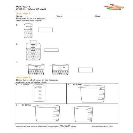 Unit 8 volume of liquid t4 | DOCX | Food & Drink