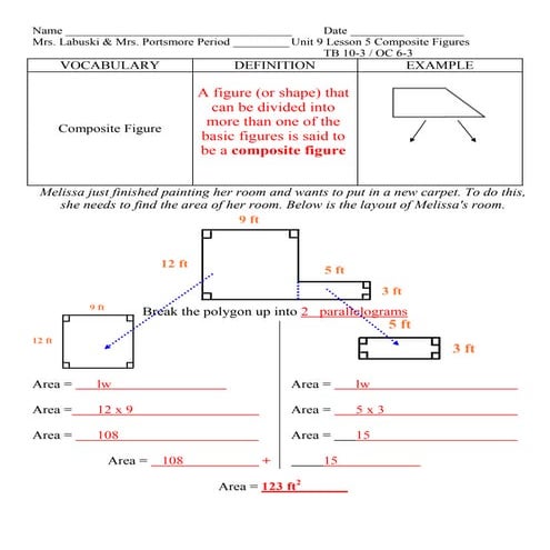 Unit 9 lesson 5 composite figures | DOCX