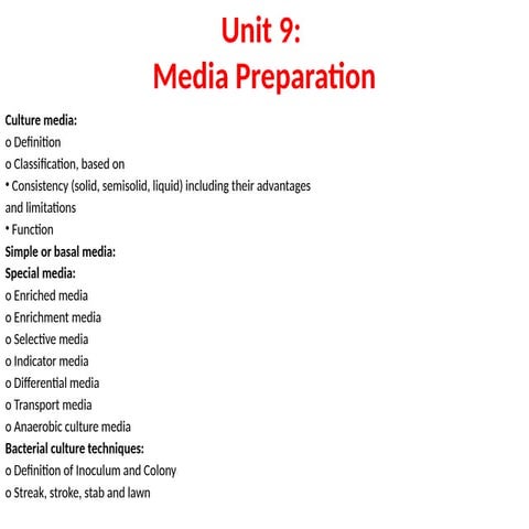 Preparation of media & sterilization technique | PDF