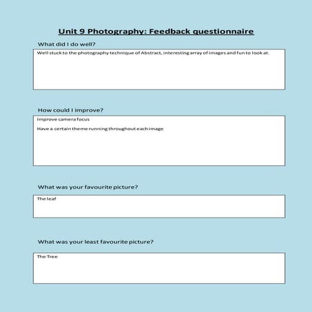 Unit 9 photography questionnaire | DOCX