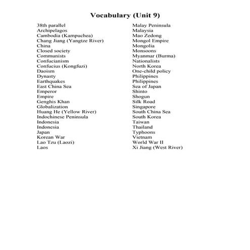 Unit 9 Vocab | DOC