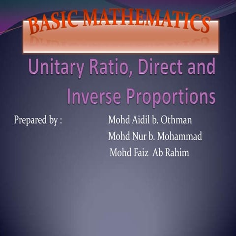 Unitary ratio, direct and inverse proportions | PPTX