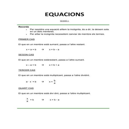 Unitat 2 equacions sessio 1 | PDF