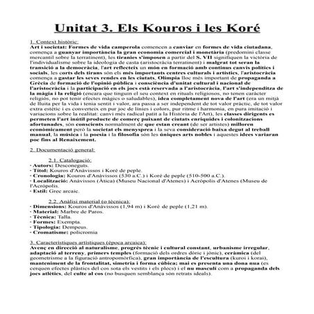 Unitat 3. Els Kouros I Les Kore | PDF