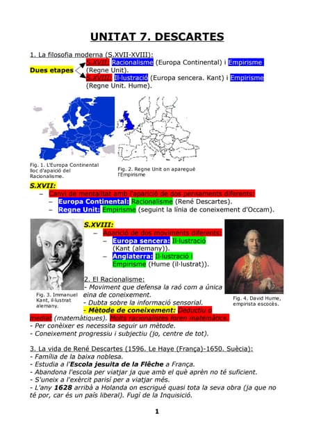 Filosofia Racionalisme, Empirisme, Descartes I Spinoza By Masok | PDF