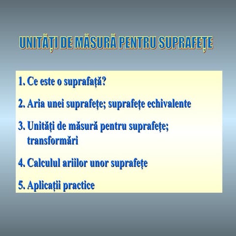 Unitati de masura arii | PPT