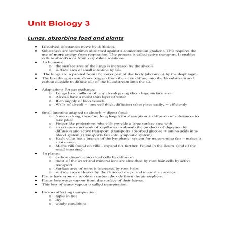 GCSE AQA Unit 3 Biology | DOCX