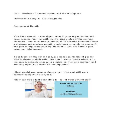 Unit Business Communication and the WorkplaceDeliverable Lengt.docx