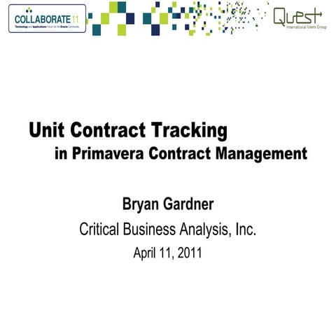 Unit contract tracking in primavera contract management | PDF