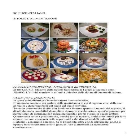 Unità didattica cibo insegnante | DOC