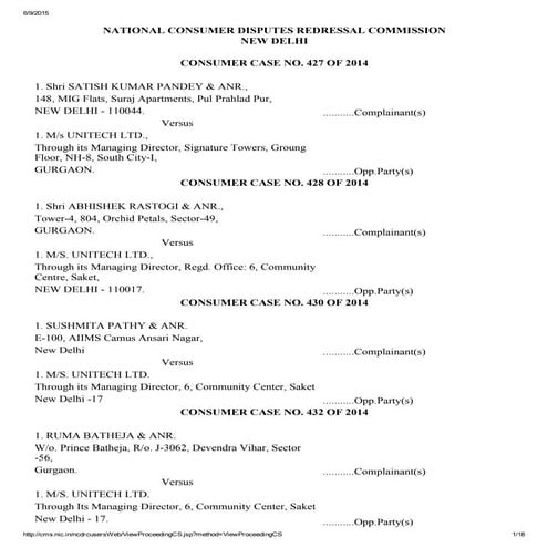 Unitech case at ncdrc | PDF