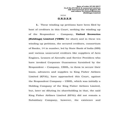 United breweries winding up order 7.2.2017