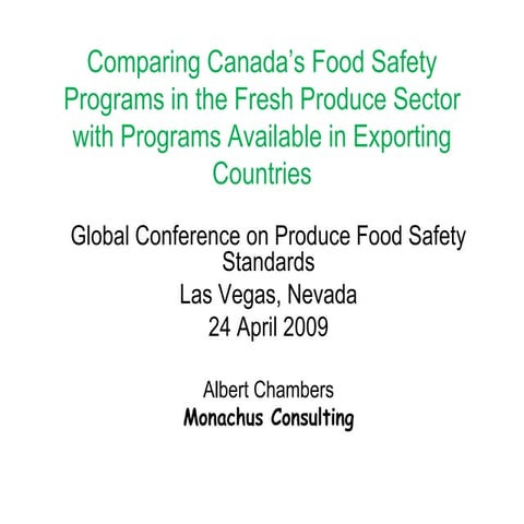 United Fresh Global Food Safety Conference 24 April 2009 | PPTX | Food ...