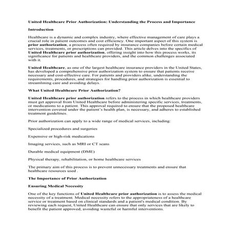 United Healthcare Prior Authorization: Understanding the Process and ...