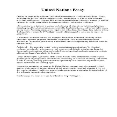 United Nations Essay. Bow Valley College | PDF | Education