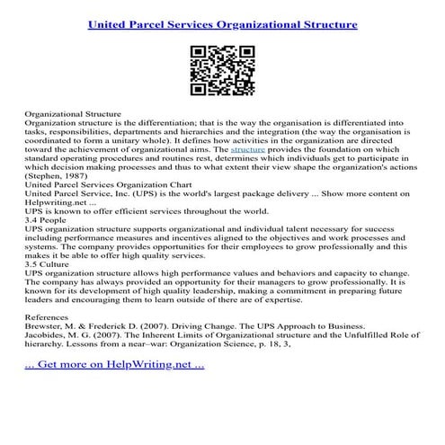 United Parcel Services Organizational Structure | PDF