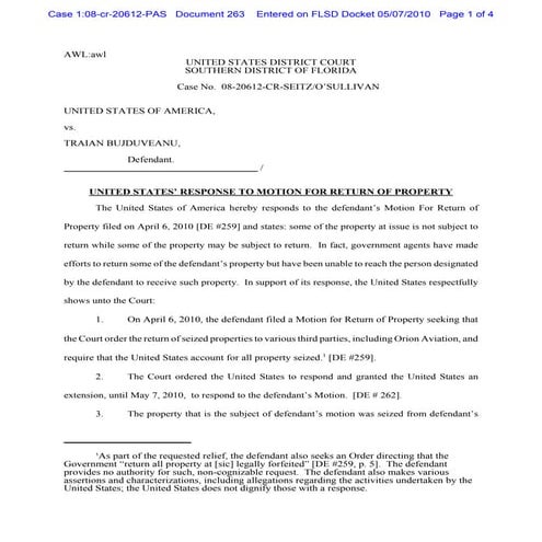 United states’ response to motion for return of property | PDF