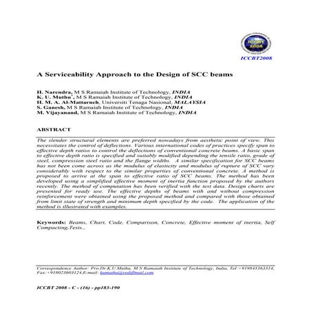 Uniten iccbt 08 a serviceability approach to the design of scc beams | PDF