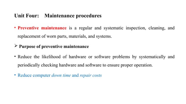 Maintaining computer and network system | PPTX