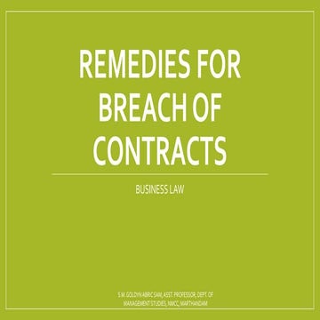 Remedies for Breach of Contracts | PPT
