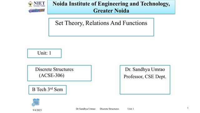 Set Theory Relationsfunctions Discrete Structures Ppt