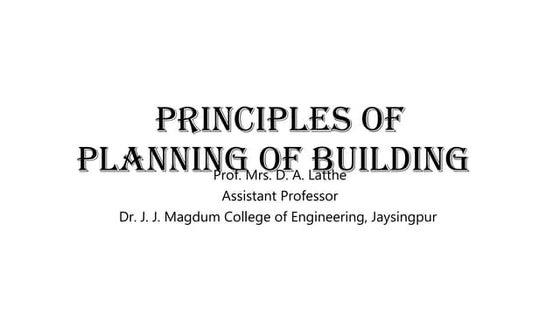 Principles of building planning | PPTX