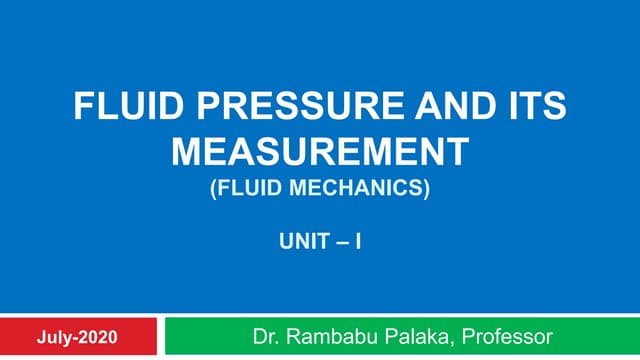 Fluid Mechanics : Properties of fluid: numerical : part 1 | PPTX