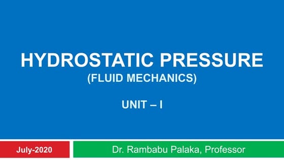 Fluid Mechanic Lab - Hydrostatic Pressure | PDF | Chemistry | Science