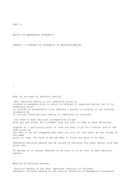 economics and decision making | PDF