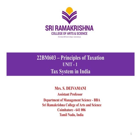 Introduction to Taxation System in India | PPTX