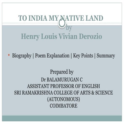 To India - My Native Land - Henry L.Derozio.pptx