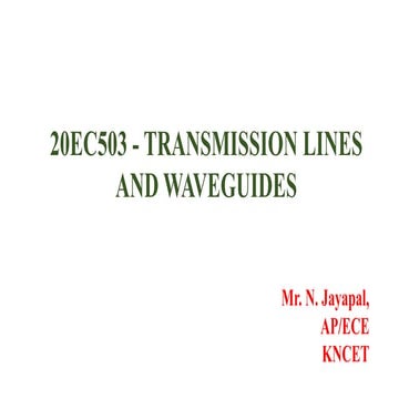 Transmission Lines and Waveguides | PDF